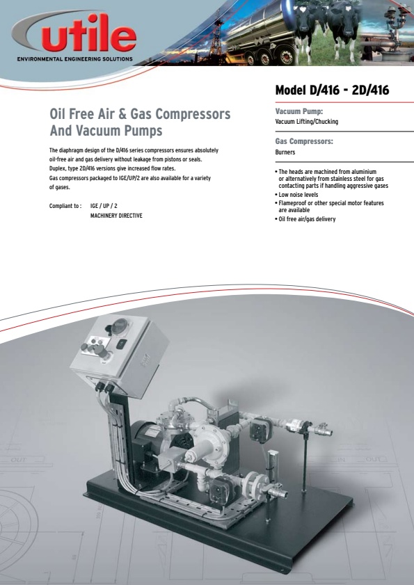 Utile - Model D416-2D416 - Compressor / Vacuum Pump - Brochure