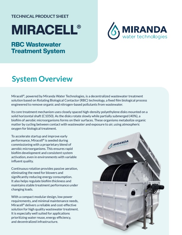Miranda - Model Miracell RBC - Wastewater Treatment System - Brochure