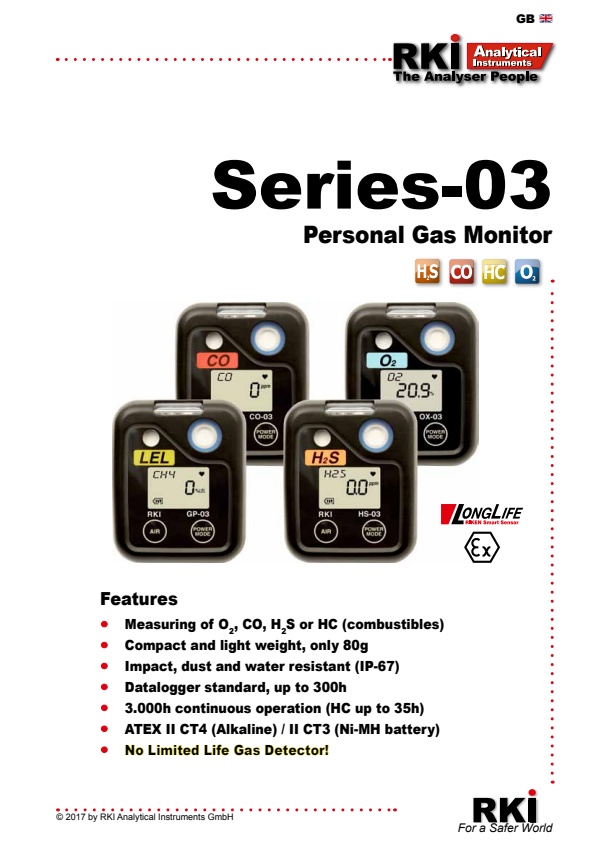RKI - Model 03 Series - Personal Gas Monitor - Brochure