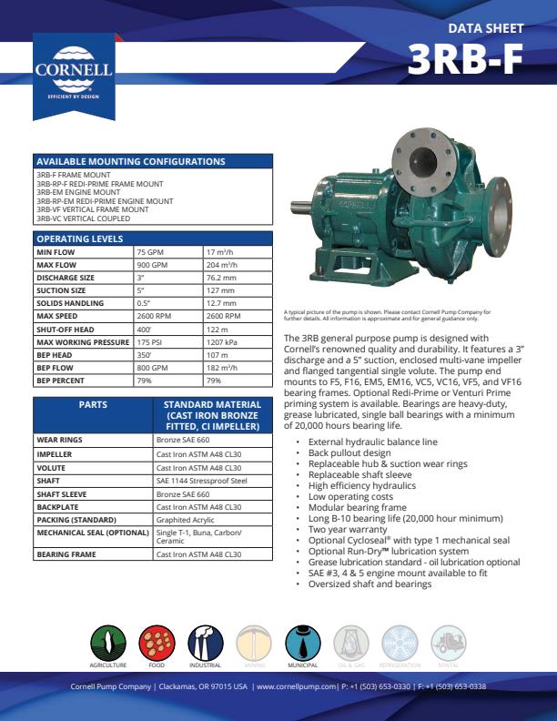 Cornell - Model 3RB-F - Hot Oil Pump - Brochure