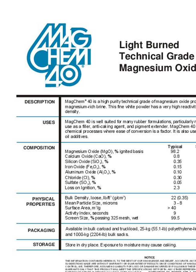 Dolomitic Quicklime Midsize Datasheet