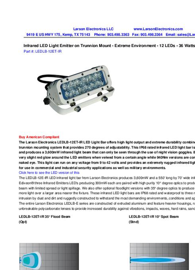 Larson Electronics - Model EPL-MJ-15W-LED-C-R-1227-CM - 15W Explosion ...