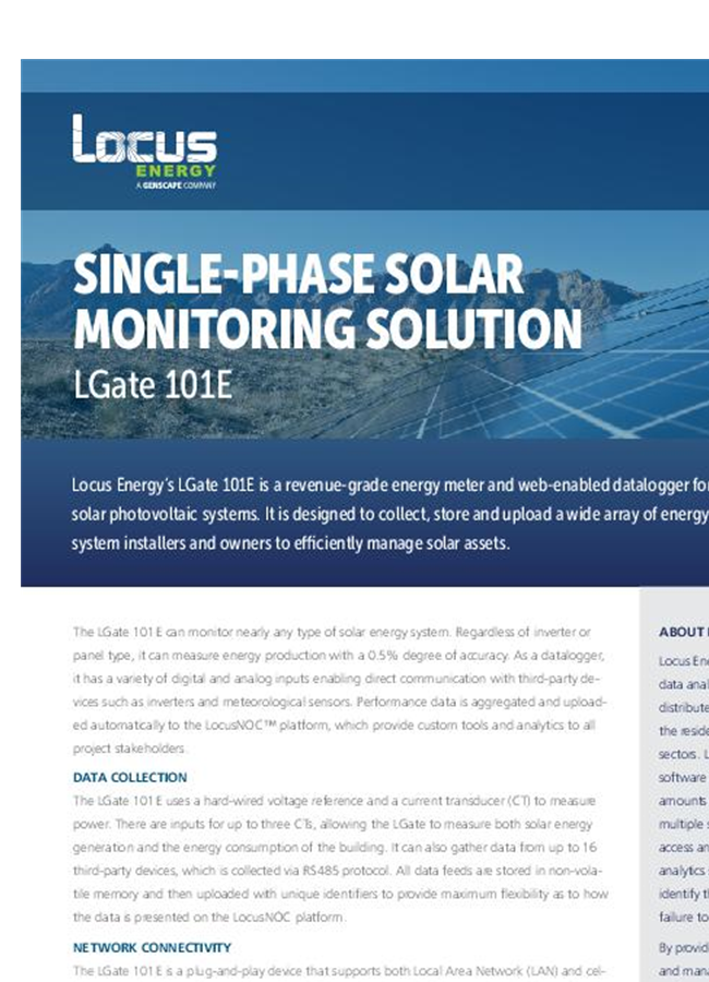 Locus Energy - Model LGate 101E - Single-Phase Solar Monitoring ...