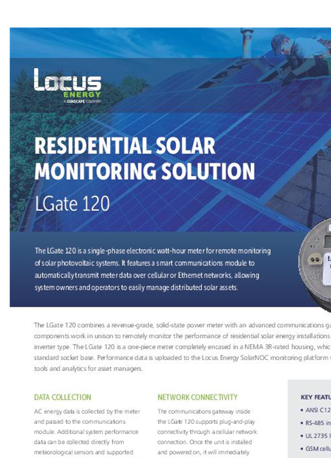 Locus Energy - Model LGate 120 - Single-phase Electronic Watt-hour ...