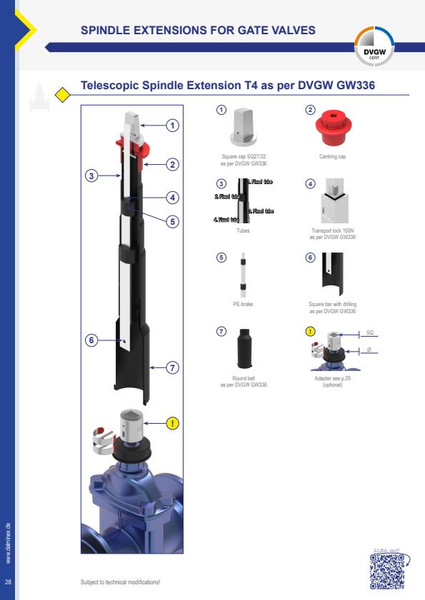 Telescopic Spindle Extension T4 For Gate Valves - Data Sheet