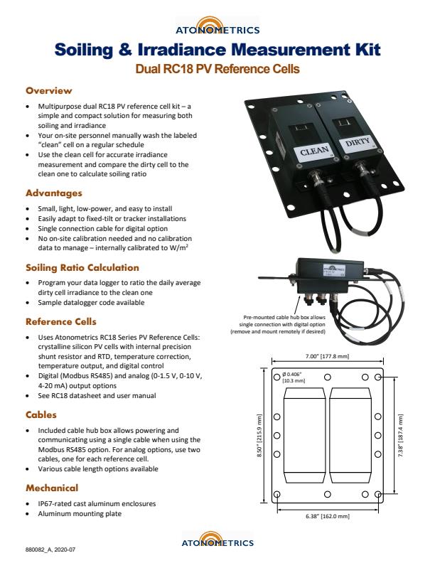 Atonometrics - Model Dual RC 18 - Reference Cells for Soiling & Irradiance Measurement Kit ...