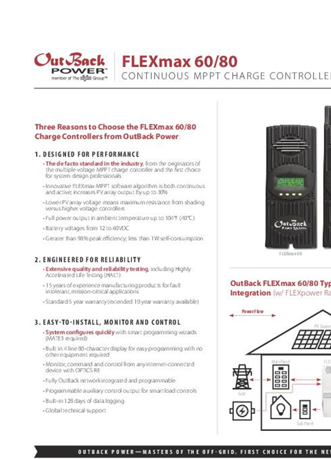 OutBack - Model FLEXpower ONE FXR - Fully Pre-Wired Single Inverter ...