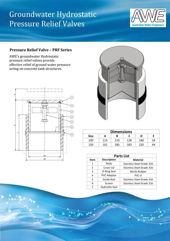 AWE - Model PRF Series - Groundwater Hydrostatic Pressure Relief Valves ...