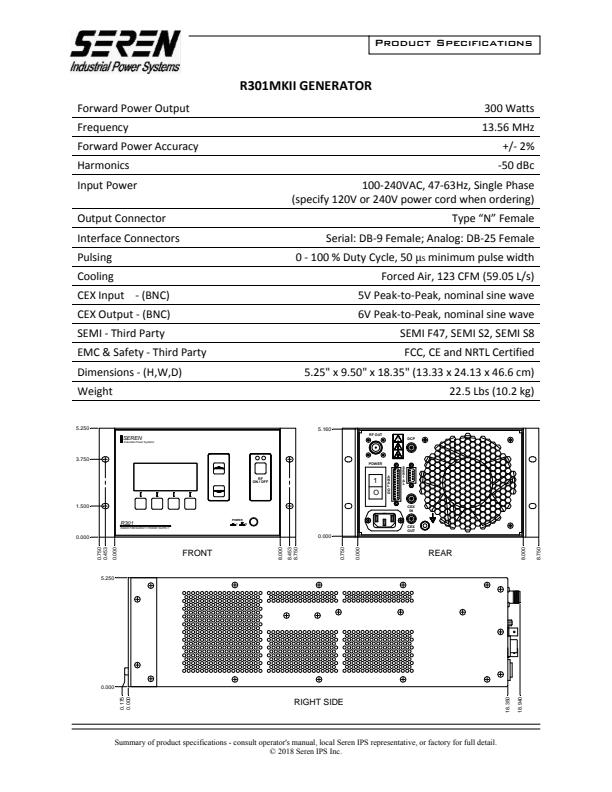 Seren - Model R301 MKII - Generator- Brochure