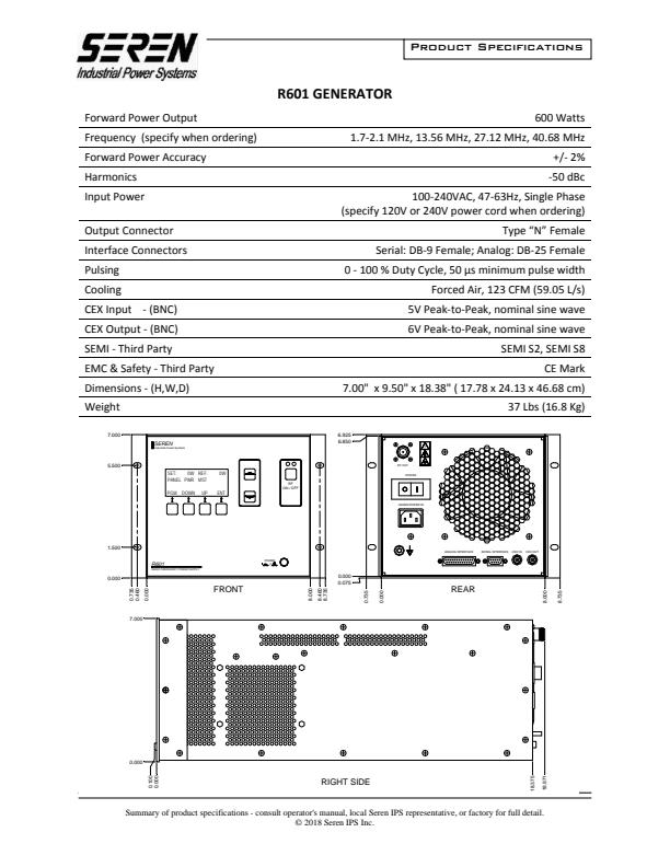 Seren - Model R601 - Generator- Brochure