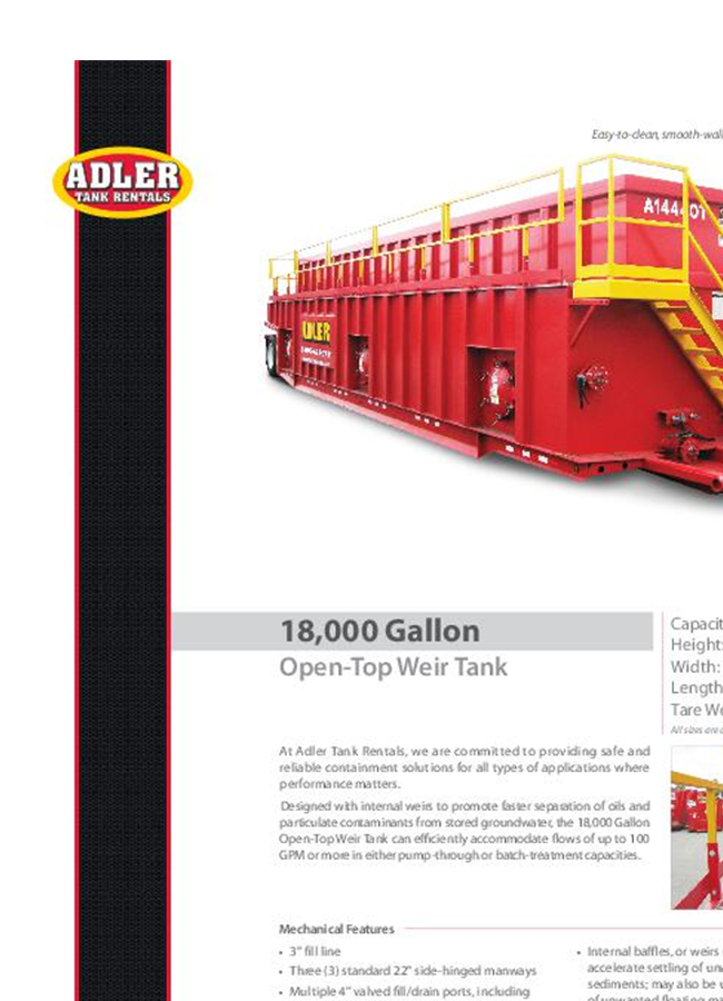 18,000 Gallon Open Top Weir Tanks Brochure