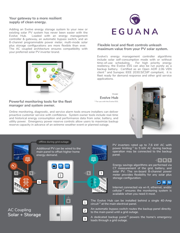 Eguana - Model Evolve HUB - Energy Storage System - Brochure