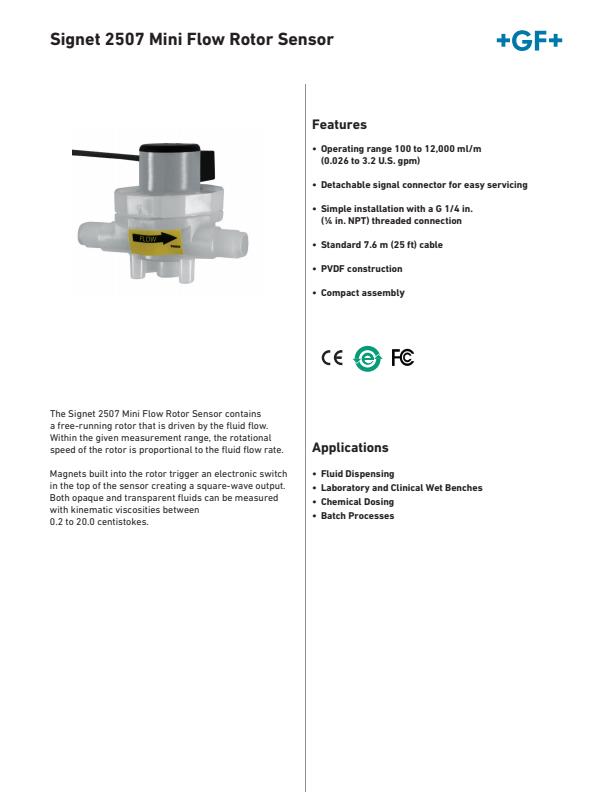 Aecl - Model 3-2507 - Mini Flow Rotor Sensor - Brochure