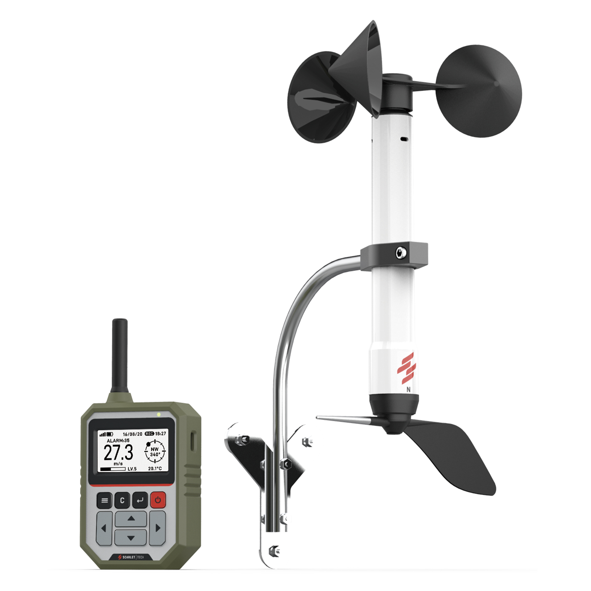 Scarlet WL-21 Wireless Wind Speed & Direction Data Logger Anemometer