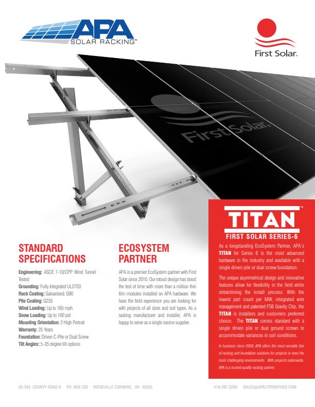 Titan First Solar - Model 6 - Solar Racking System - Brochure