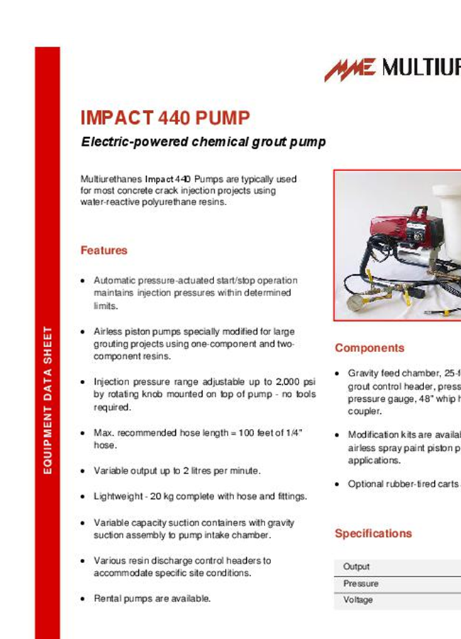 Multiurethanes - Air-Powered Polyurethane Injection Pump - Brochure
