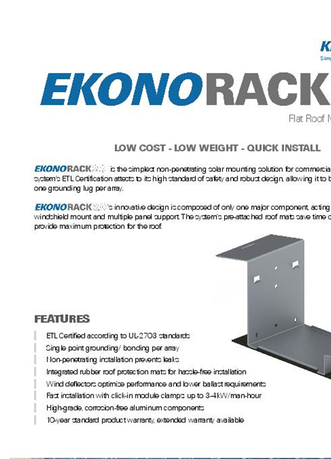 KB-Racking - Model EkonoRack 2.0 - Flat Roof Solar Mounting System ...