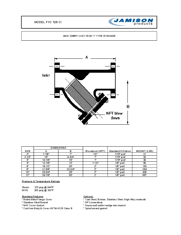 Jamison - Y Strainer - Brochure