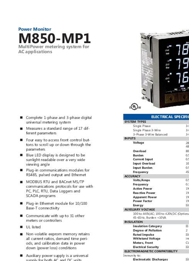 PC & S - Model M850-LCD - Multi Power Metering System for AC ...