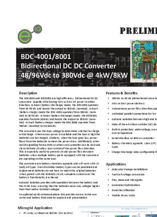 eIQ-Energy - Model 4kW- 8kW - Bi-Directional DC DC Converter for ...