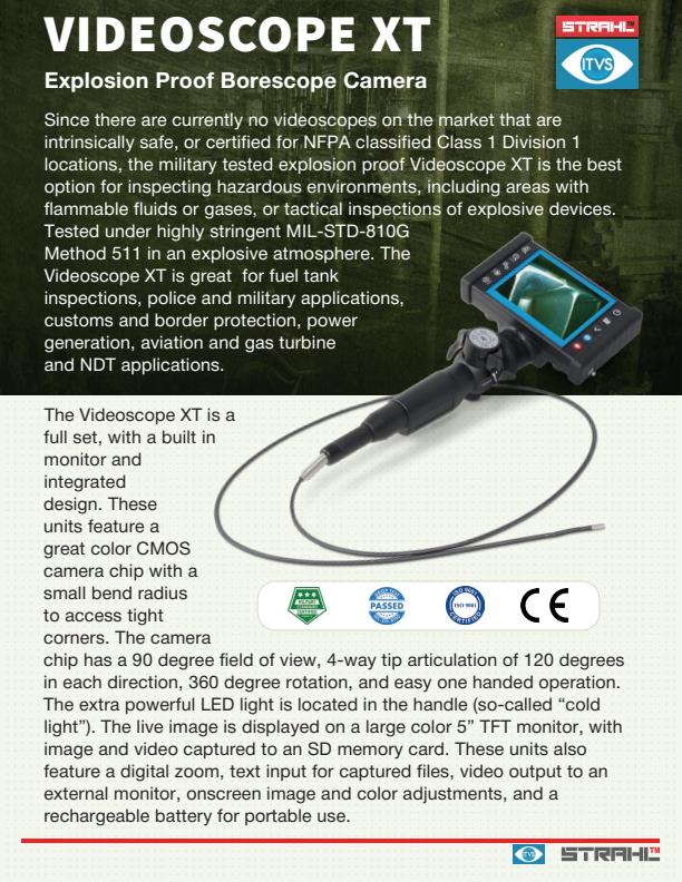 Fiberscope - Model Videoscope XT - Explosion Proof Borescope Camera ...