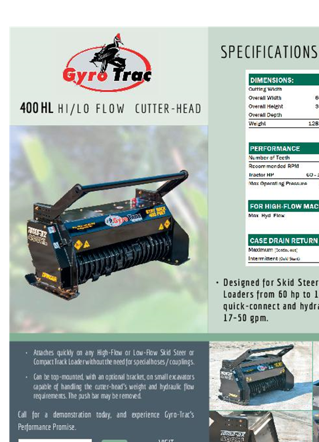 Gyro-Trac - Model 300 HLX - Heavy Duty Cutter Head - Brochure