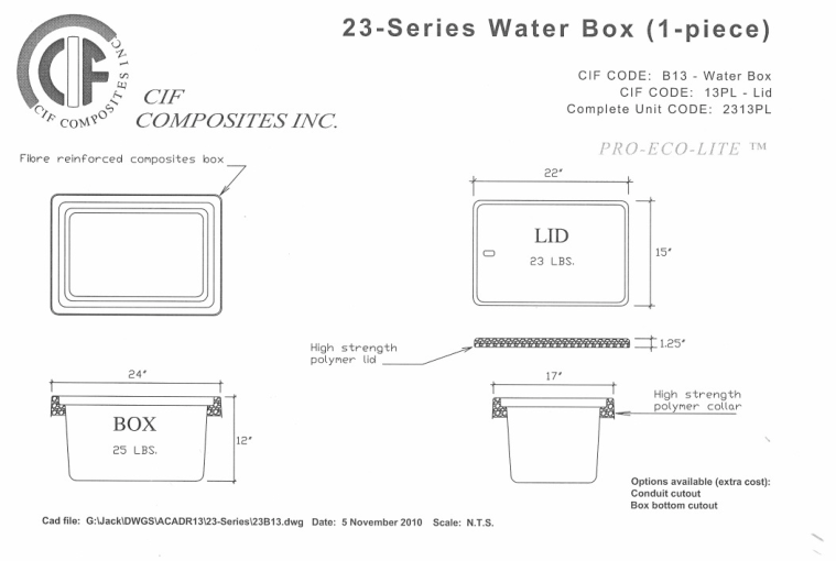 CIF - Model Pro-Eco-Lite 23 Series lid - Custom Marking Plate - Brochure