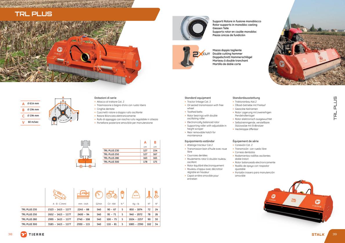 Tierre - Model TRL Plus - Stalk Chopper Flail Mower - Brochure