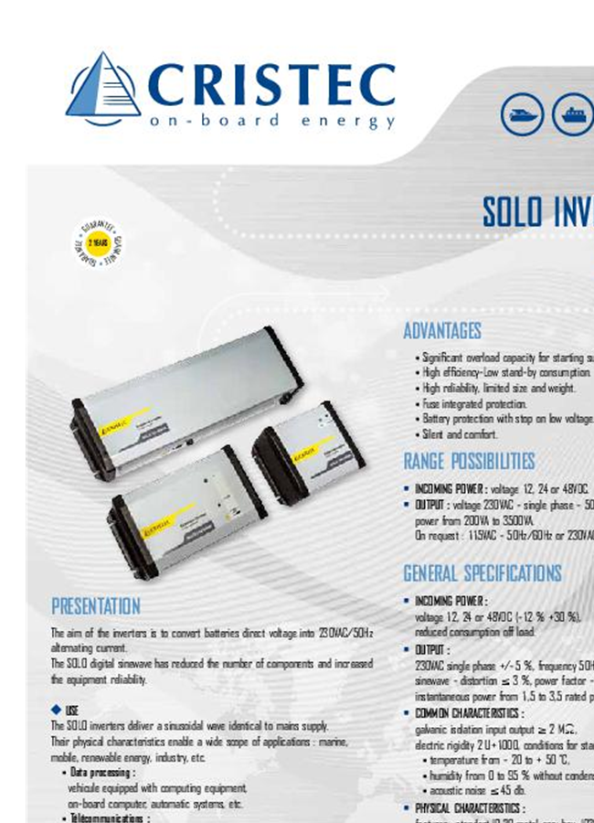 Cristec - Model LiPOWER+ - Lithium Batterie - Brochure
