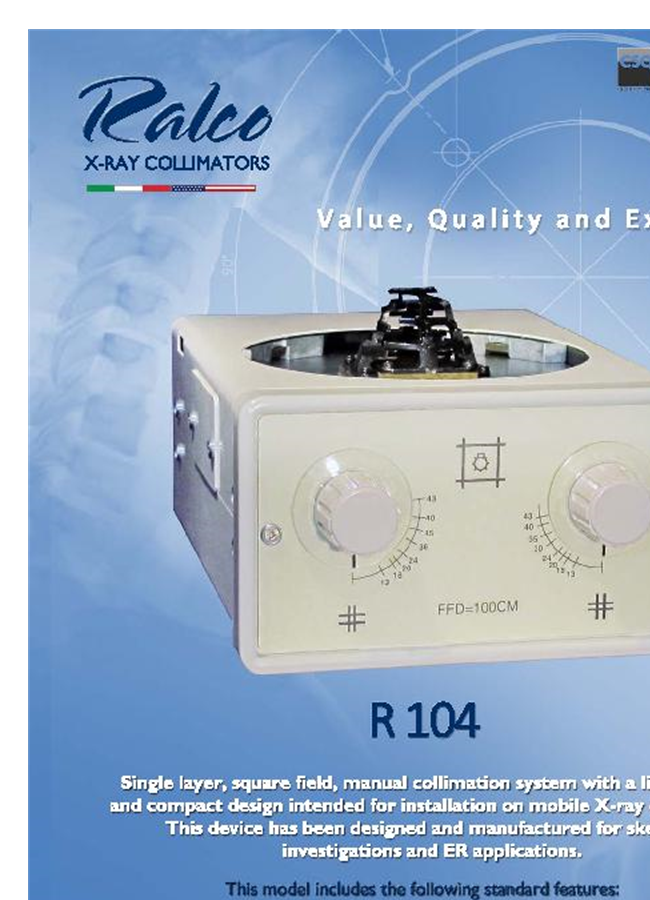 Ralco - Model R 221/A - R 221/A DHHS - Manual Collimator - Brochure