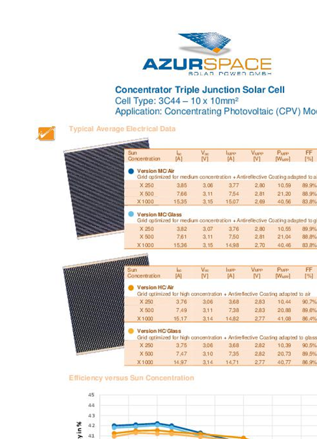 Space - Model 3G30A - Triple Junction Solar Cell Assembly - Brochure