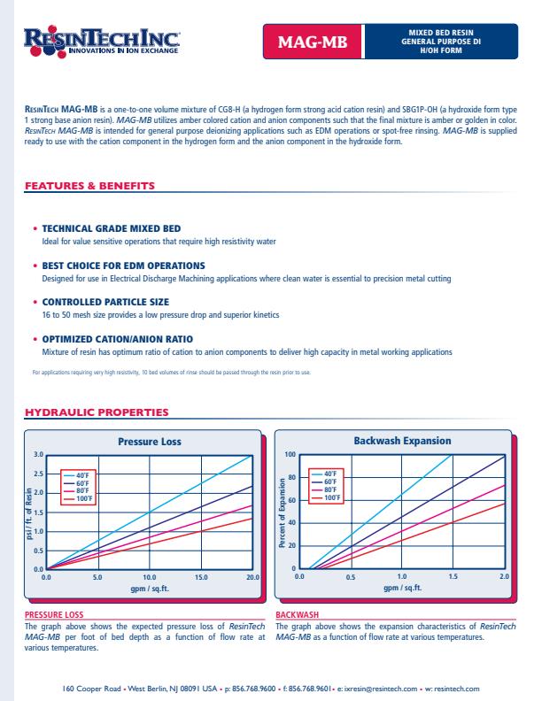 ResinTech - Model MAG-MB - Mixed Bed Resin General Purpose DI H/OH Form ...