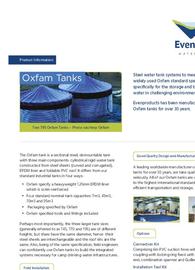 Oxfam - Steel Tanks Brochure