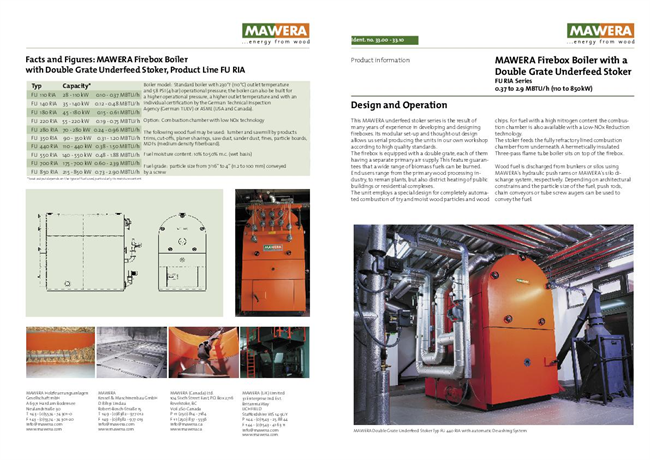 Mawera - Model FU RIA Series - Firebox Boiler - Brochure