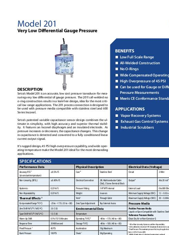 Setra - Model 5000 Series - Remote Airborne Particle Counter - Brochure