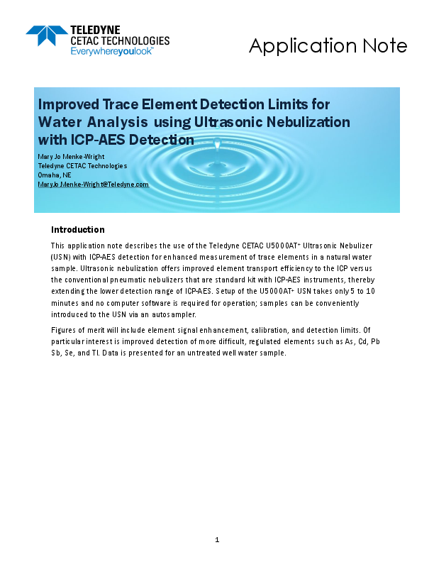 Improved Trace Element Detection Limits for Water Analysis using ...