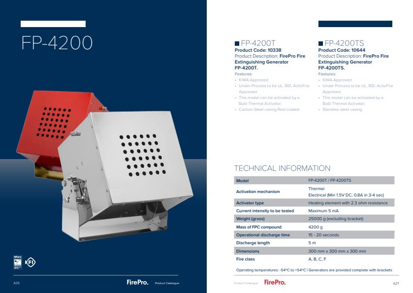 FirePro - Model FP-4200T & FP-4200TS - Fire Extinguishing Generator ...