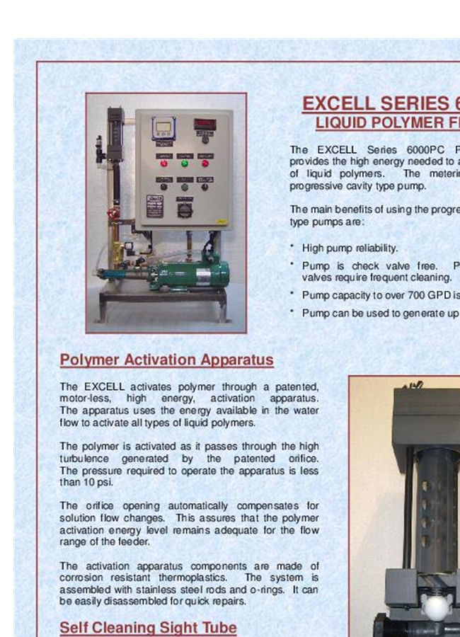 Excell - Model 6000P SA Series - Emulsion Polymer Feeder - Brochure