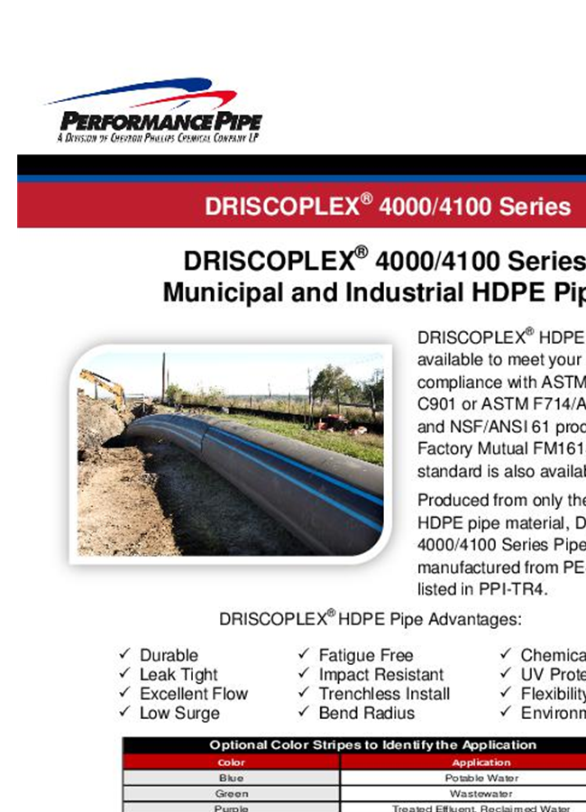 DRISCOPLEX - 4000/4100 Series - HDPE Pipe Brochure