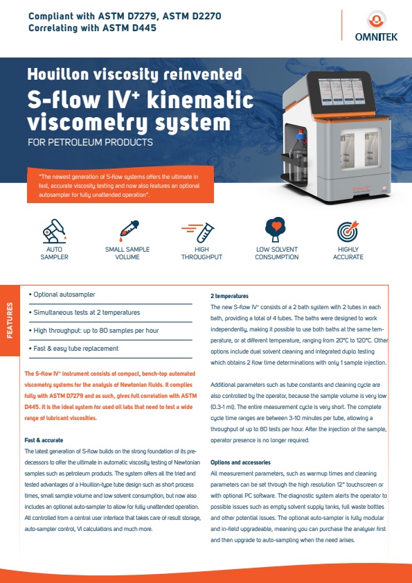 Omnitek - Model S-flow IV - Kinematic Viscometer - Brochure