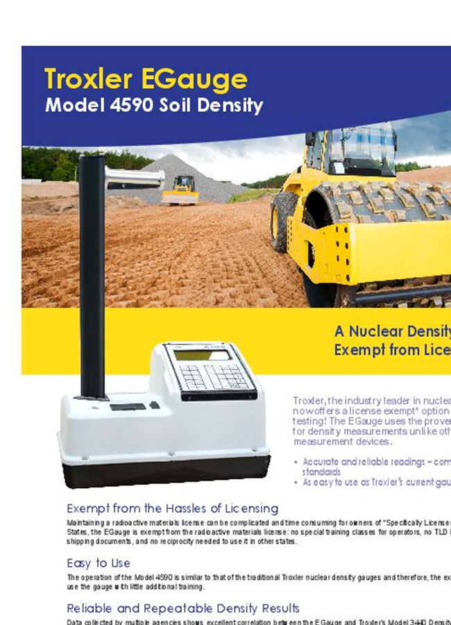 Troxler - Model Road Reader 3430/3440 - Moisture Density Gauge - Brochure